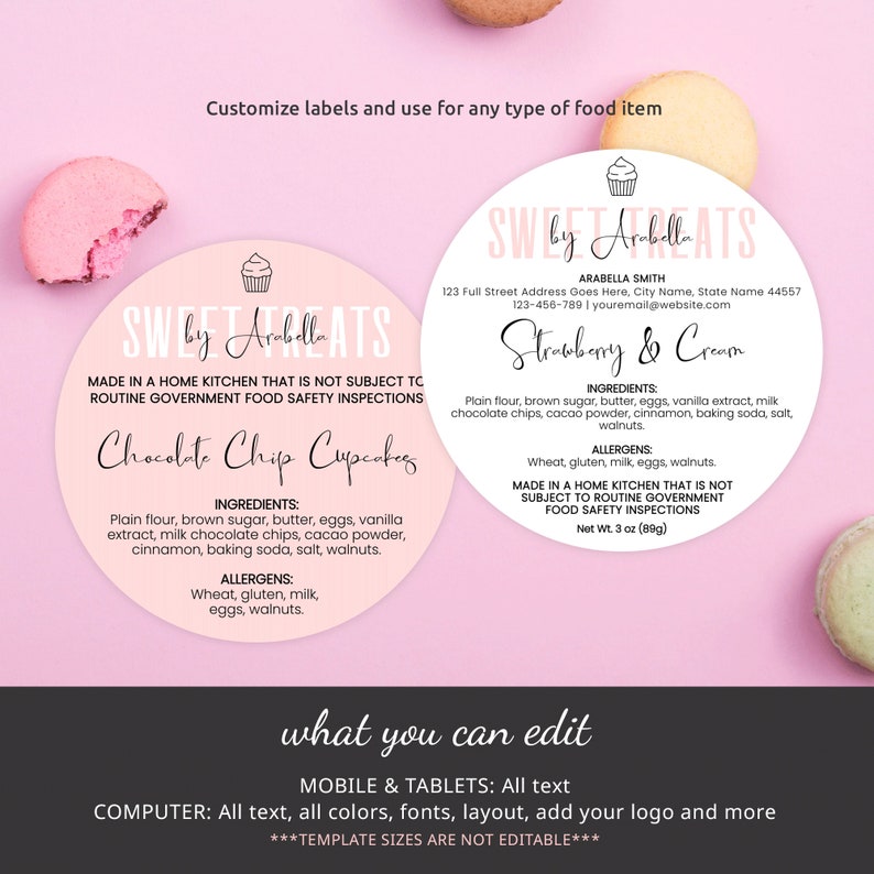 Food License Label Template Feminine Pink Cottage Law Labels - Etsy