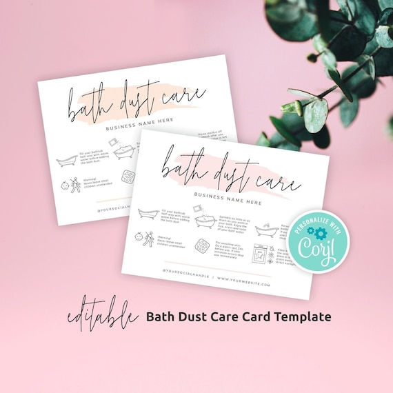 Bath Dust Care Card Editable Bath Fizz Care Guide Template | Etsy