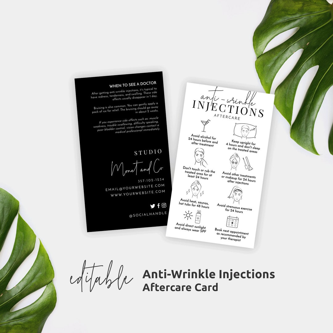 Wrinkle Injections Care Card Template, Customizable Botulinum Toxin ...