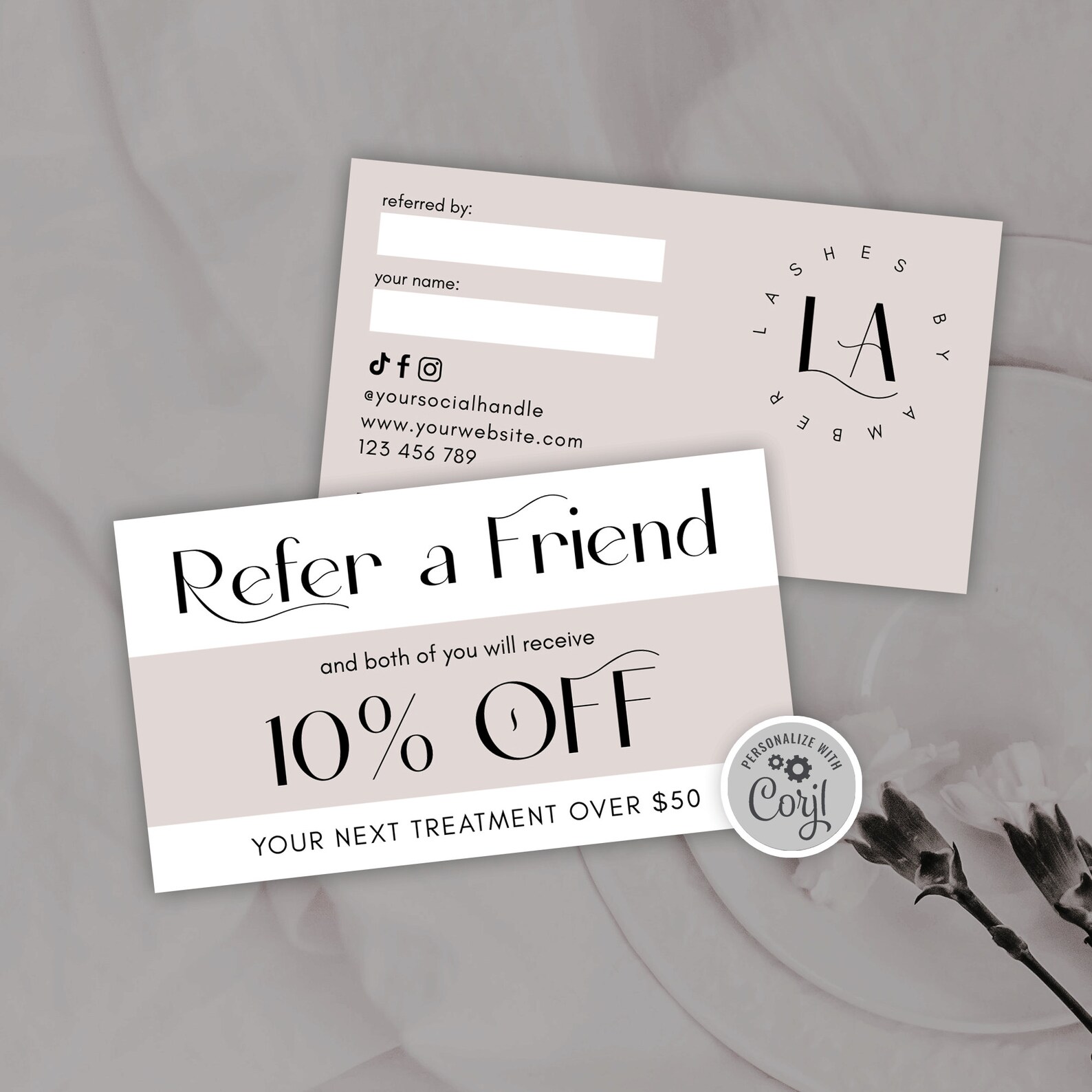 Refer a Friend Template Editable Client Referral Card - Etsy