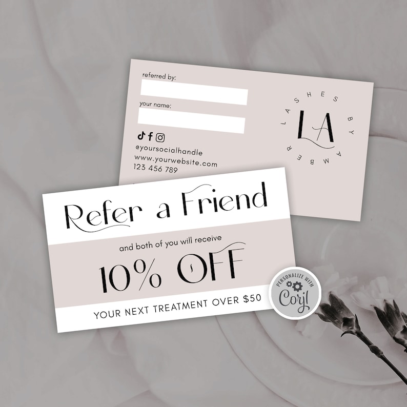 Refer a Friend Template Editable Client Referral Card - Etsy