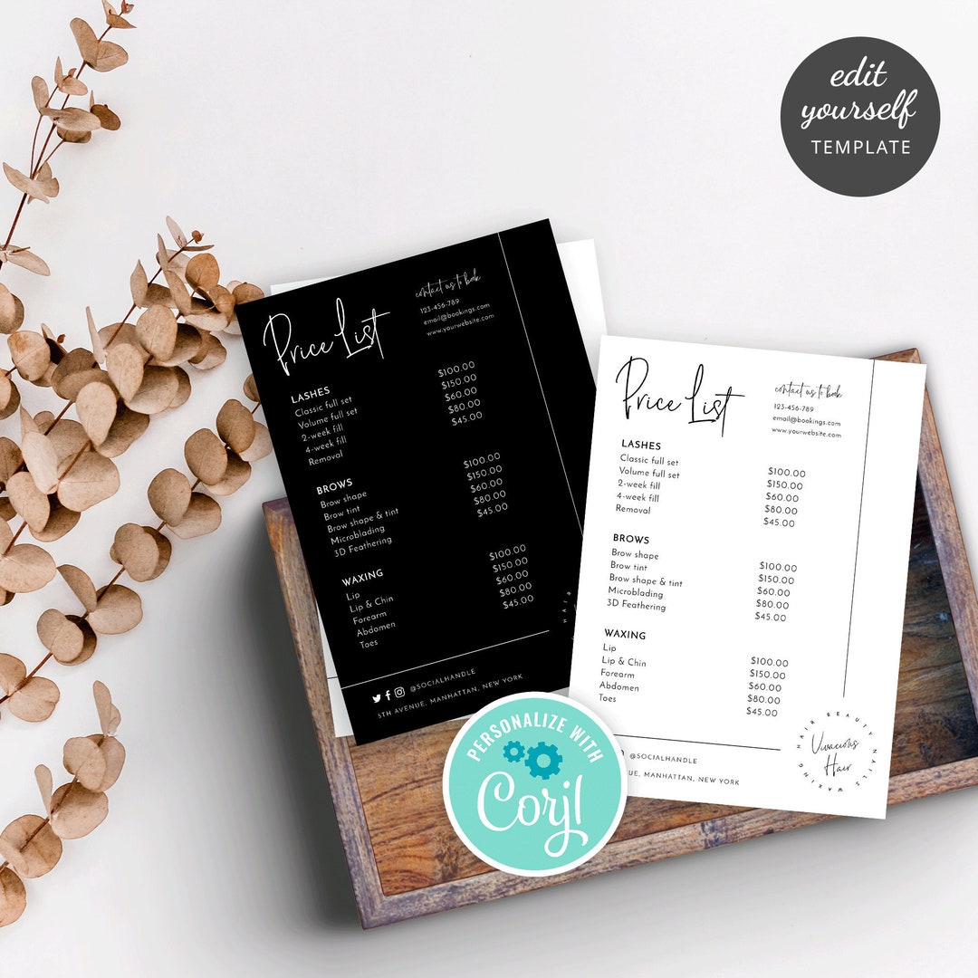 Edit Yourself Pricing Sheet, DIY Pricing Flyer Template, Minimalist ...