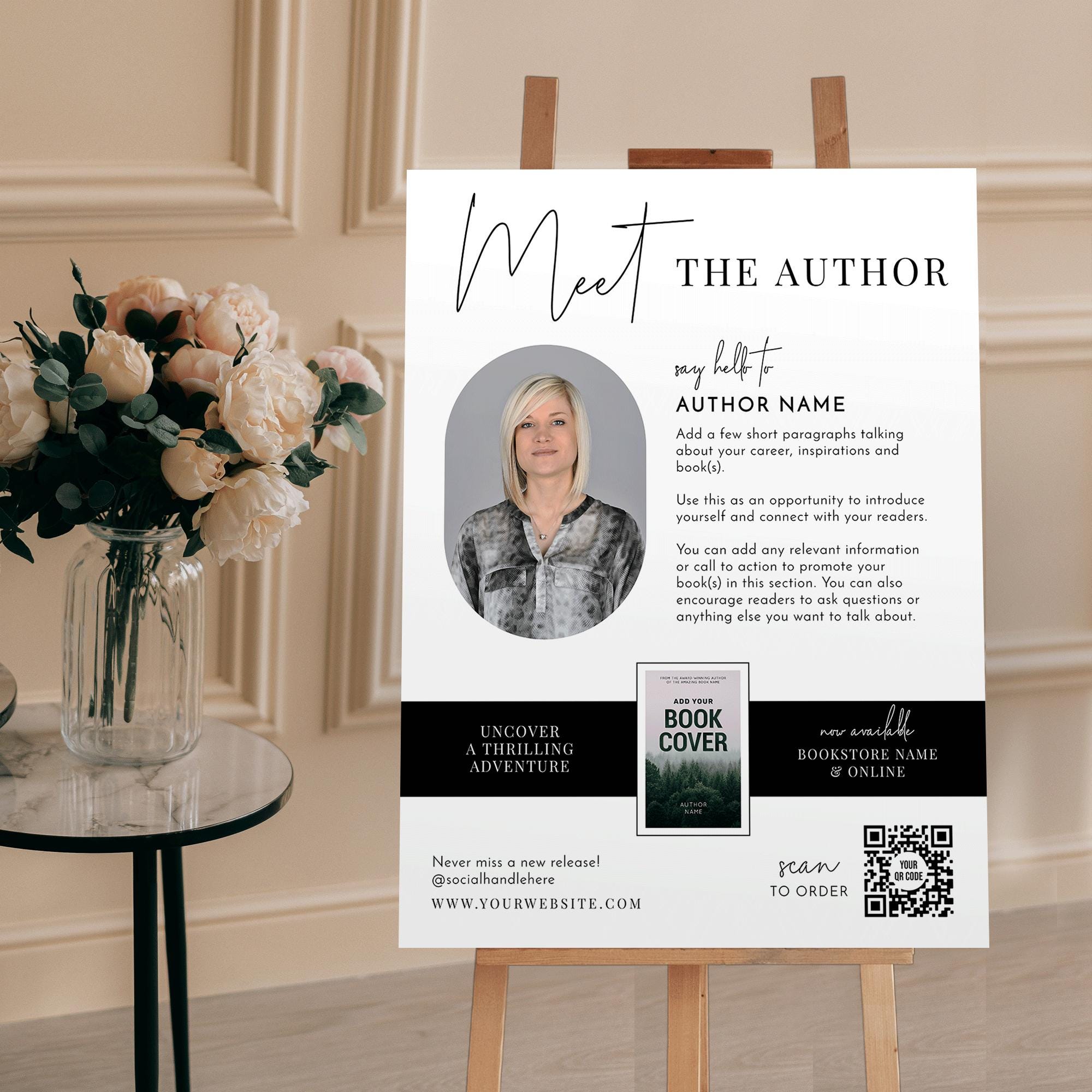 Meet the Author Sign Template, Custom Photos Book Promotion Poster ...