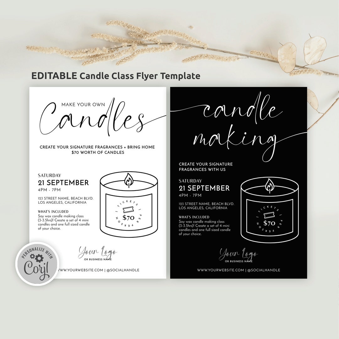 DIY Candle Class Flyer Template, Minimal Candle Making Promo, Fragrance ...