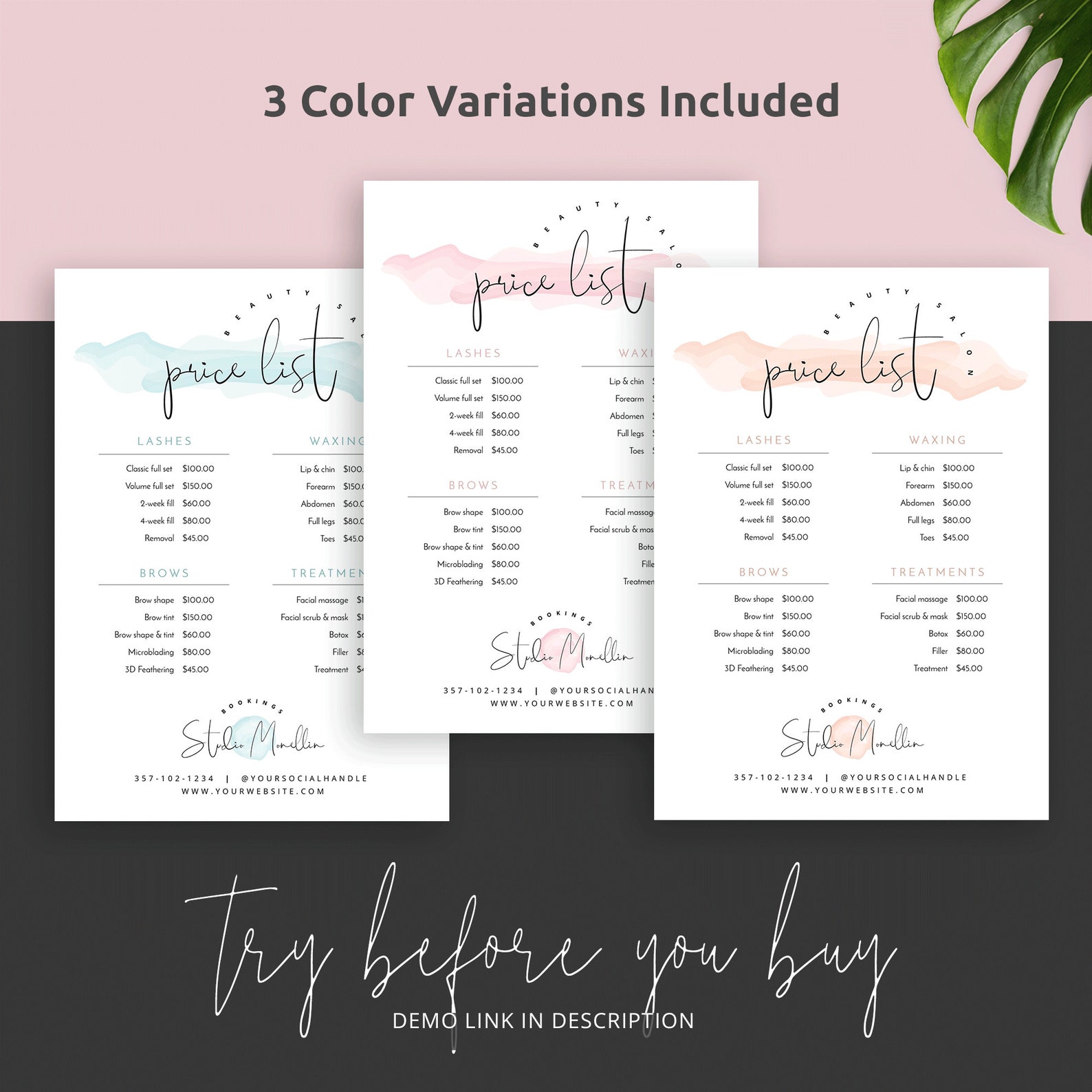 Elegant Price List Template Printable Price Lists Beauty - Etsy UK
