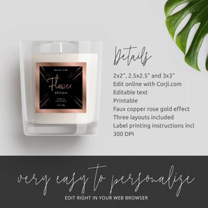 Rose Gold Effect Labels Template, Editable Circle and Square Labels ...