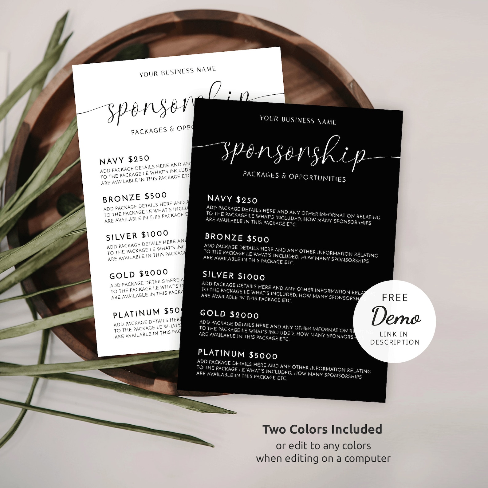 Sponsorship Flyer Template, Editable Sponsorship Packages for Events ...