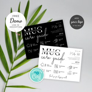 Mug Care Instructions Template, Editable Hot Cup Care Cards ...