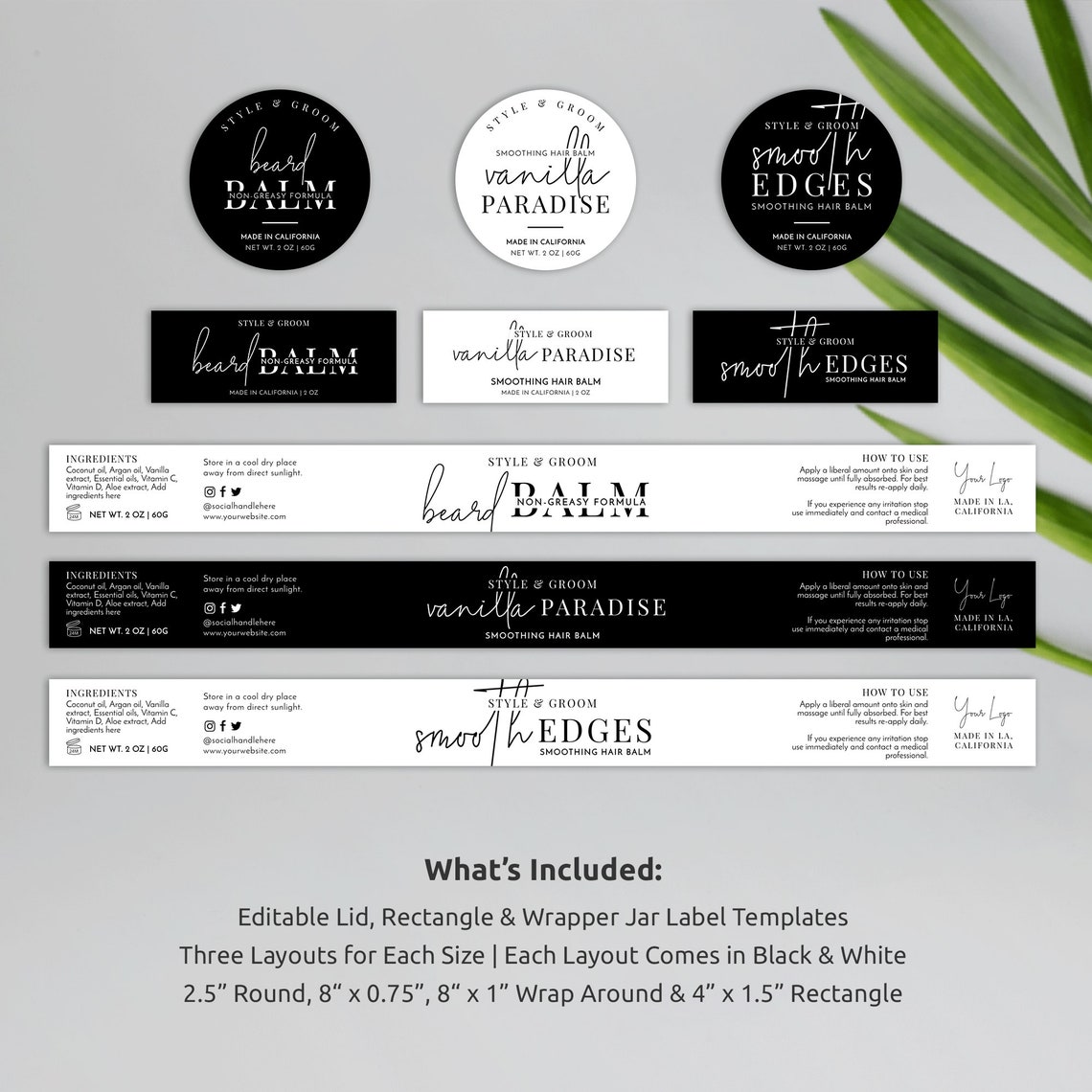 Minimalist Tin Label Templates Editable Screw Lid Cosmetic - Etsy