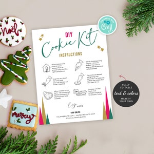 Christmas DIY Cookie Kit Instructions, Holiday Cookie Decorating Pack ...