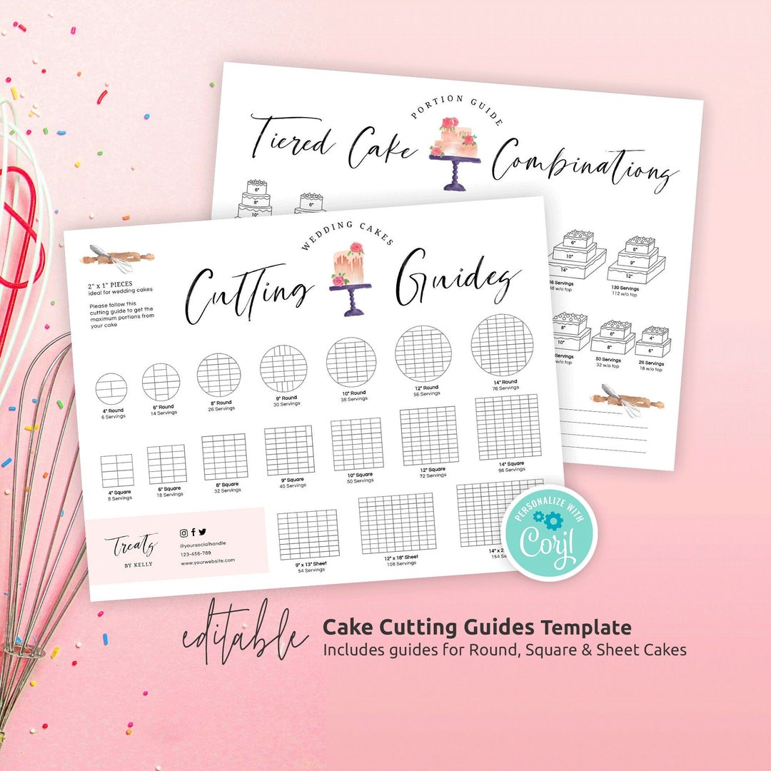 Wedding Cake Cutting Guides Template, Instant Party Cakes Cutting ...