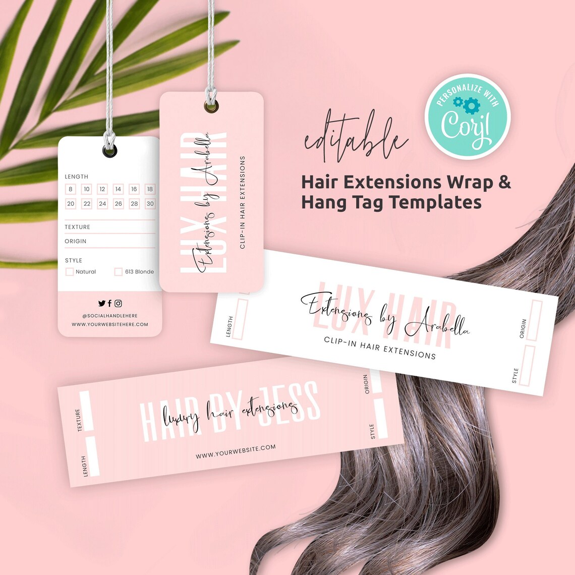 Editable Hair Bundle Wrap Template Hair Clip in Extensions | Etsy