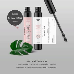 Mascara Label Template, Editable 10ml Cosmetic Bottle Label, Printable ...