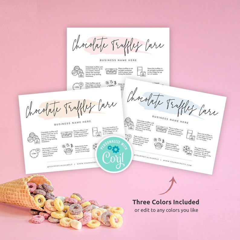 Chocolate Truffles Care Card, Custom Truffles Care Instructions ...