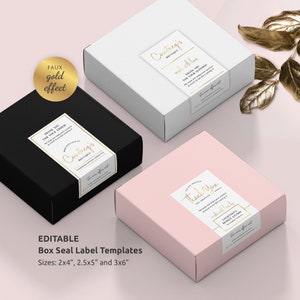 Faux Gold Box Seal Label Template, Editable Parcel Thank You Stickers ...