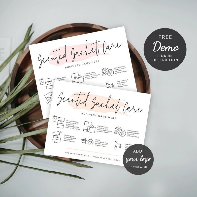 Scented Sachet Care Card Template Editable Perfume Sachet - Etsy