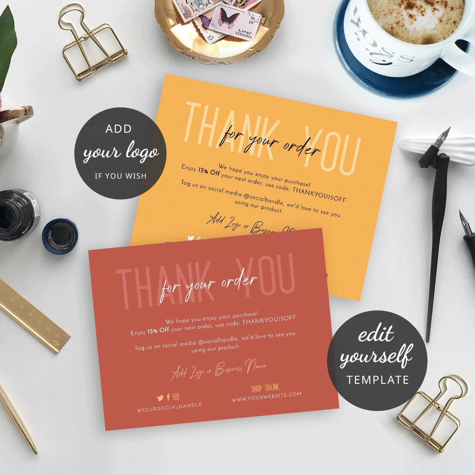 Editable Thank You for Order Card Design Business Thank You - Etsy Canada