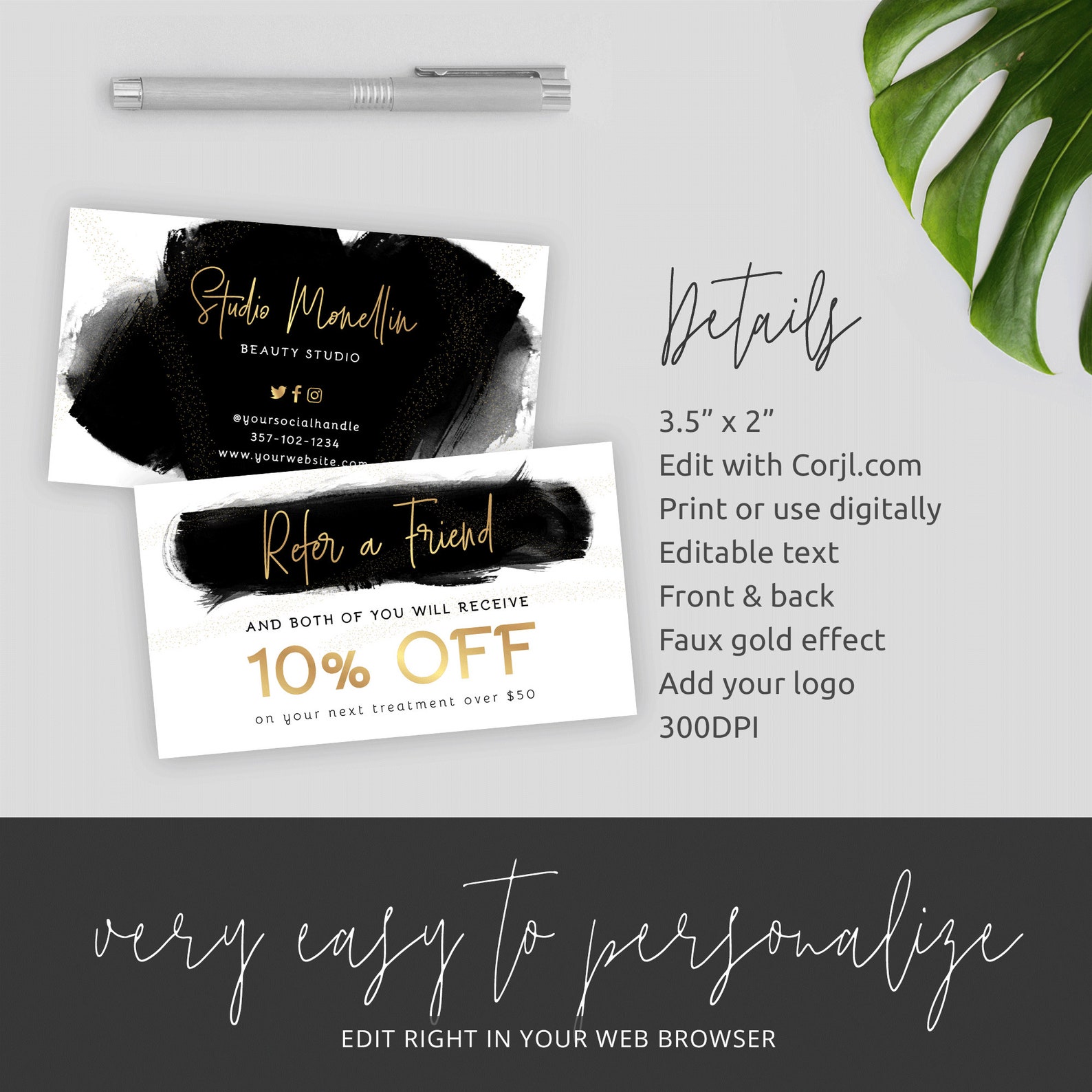 Client Referral Card Template Customizable Refer a Friend | Etsy