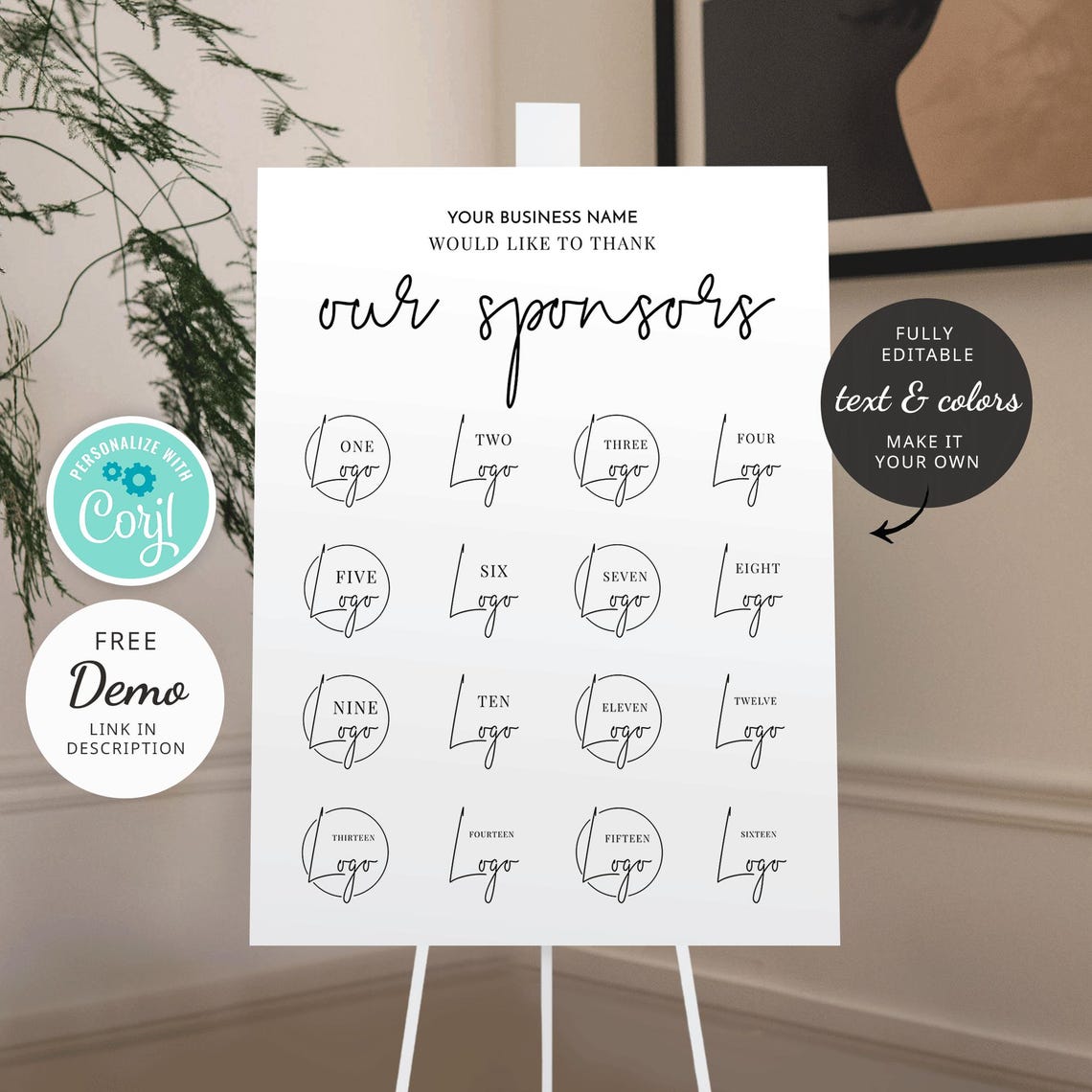Event Sponsors Logos Sign Template, Minimalist Fundraiser Donors List ...
