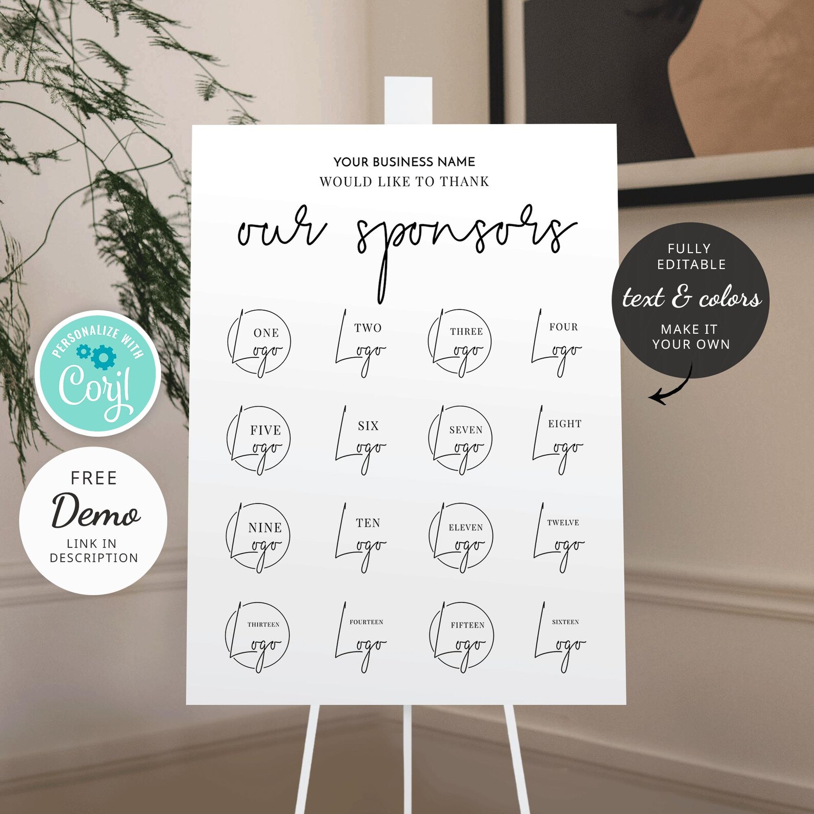 Event Sponsors Logos Sign Template, Minimalist Fundraiser Donors List ...