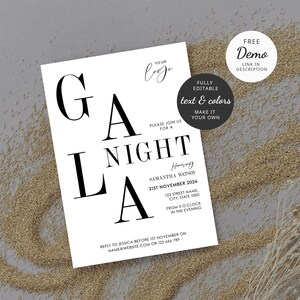 Gala Night Invitation Template, Minimalist Annual Gala Event Marketing ...