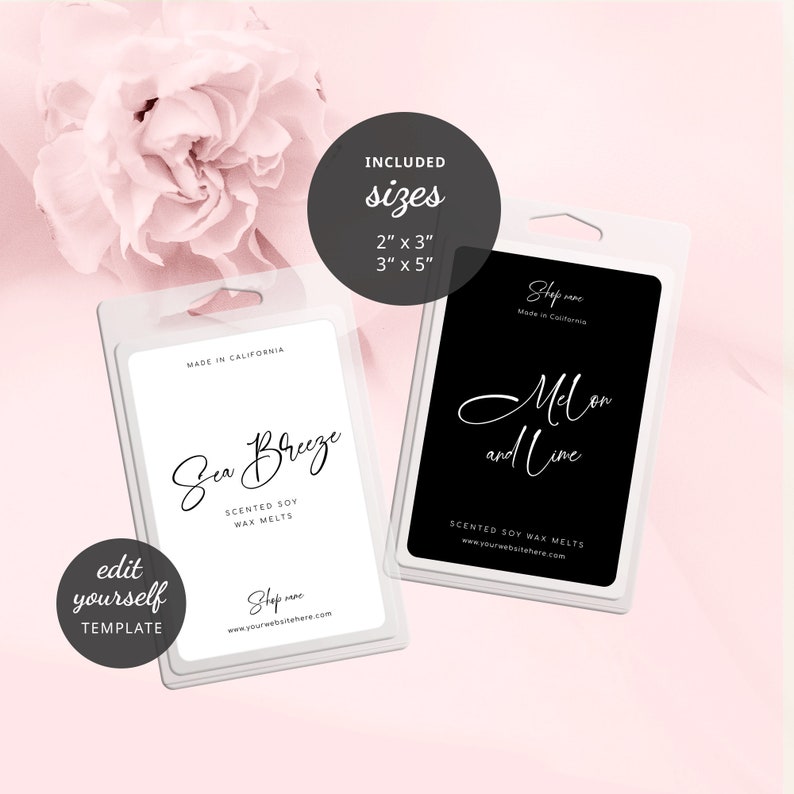 Editable Labels Template, Custom Wax Melt Labels, Printable Product ...