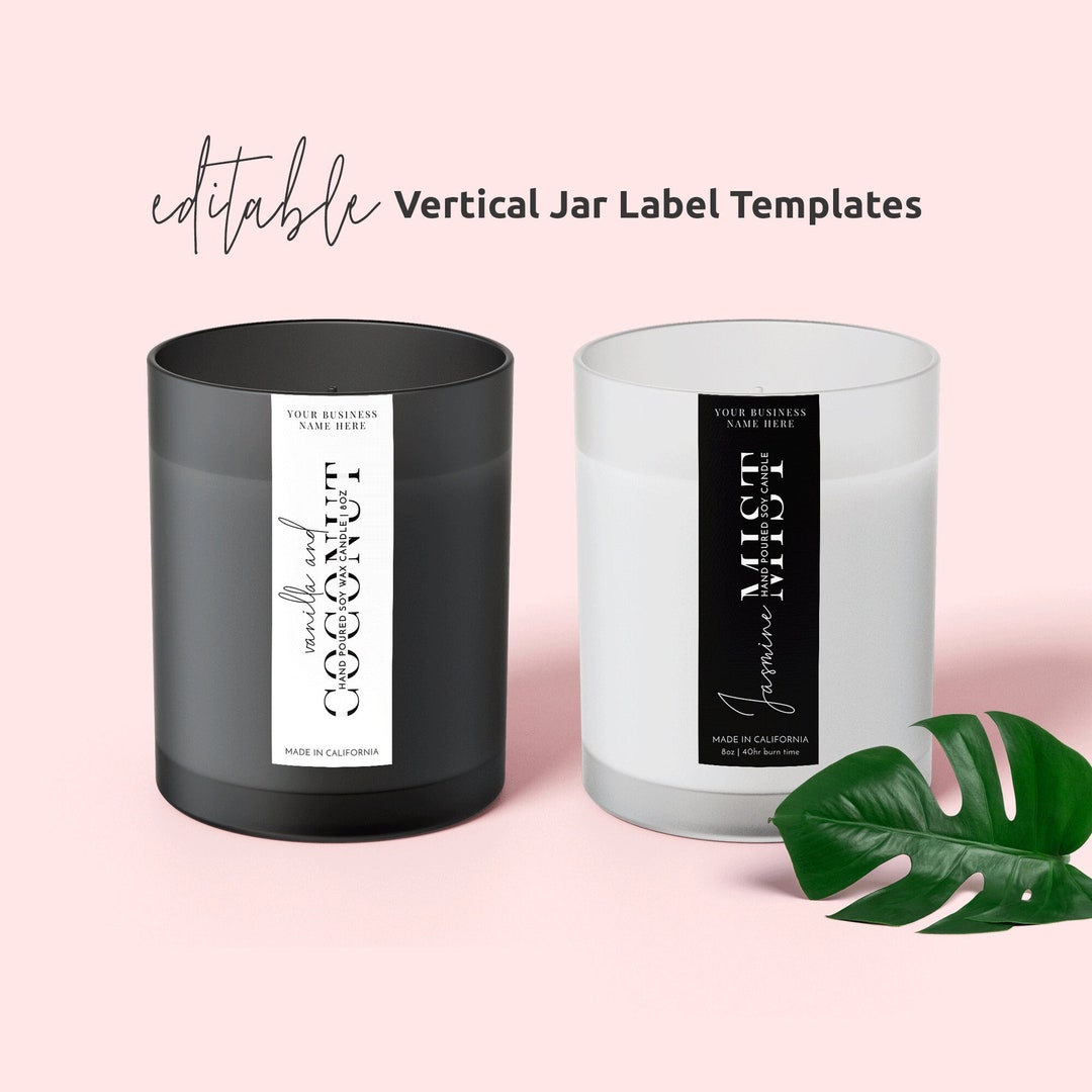 Vertical Candle Label Templates, 3x1 Customizable Labels, 3.5 X 1.5 ...