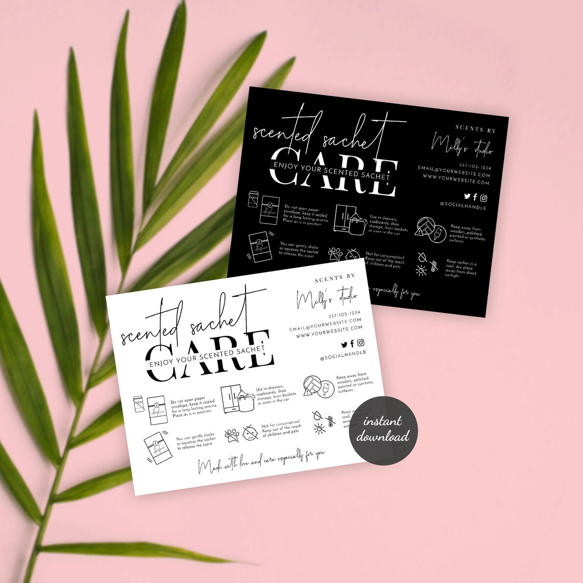 Editable Scented Sachet Care Guide Perfume Sachet Care Card - Etsy