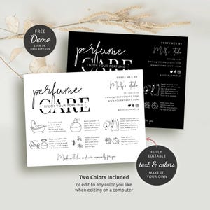 Minimalist Perfume Care Card Template, Customizable Perfume Application ...