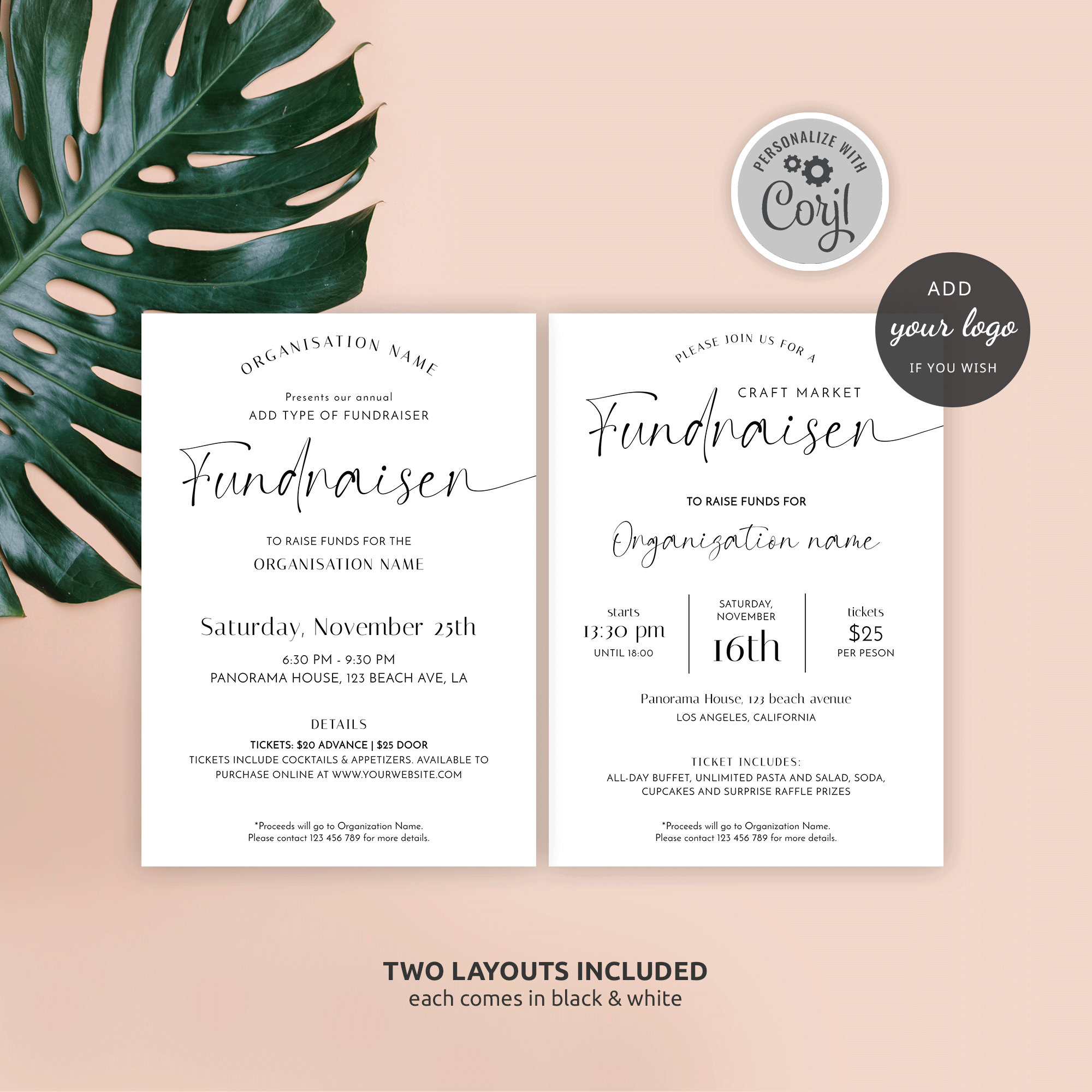 Charity Fundraiser Template Editable Business Event Invite - Etsy