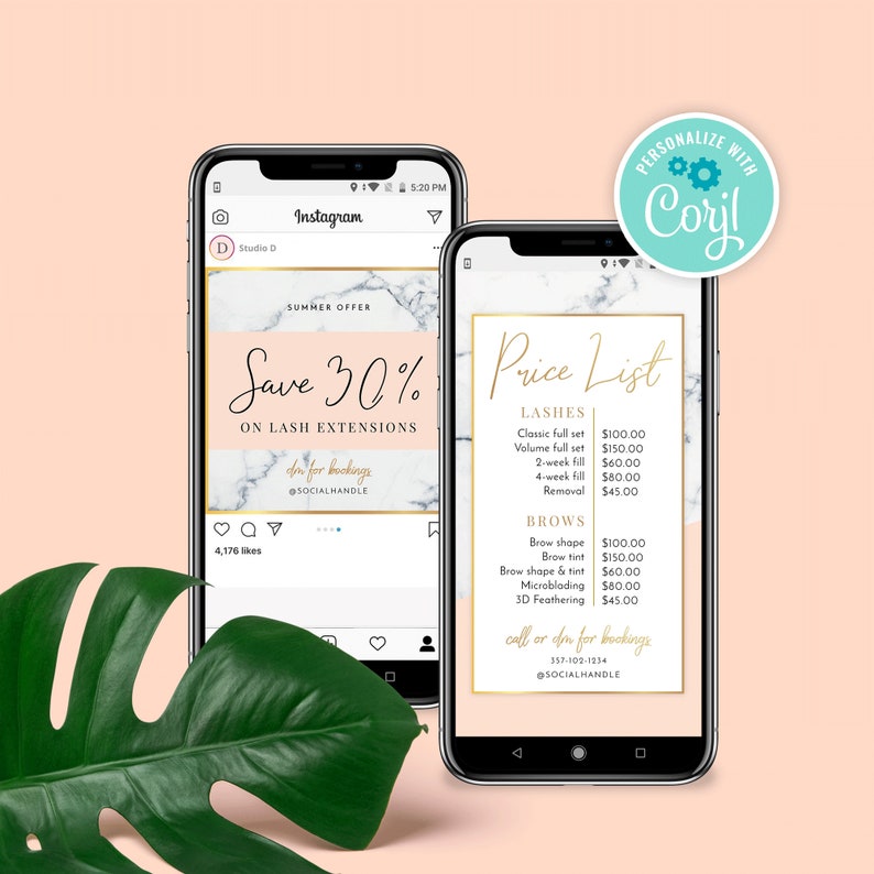 Instagram Price List Template Digital Price List Beauty - Etsy