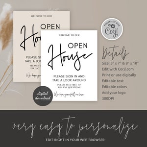 Boho Open House Welcome Sign Template, Real Estate Agent Table Top ...