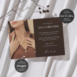 Jewelry Marketing Flyer Canva Template, New Collection Launch Leaflet ...