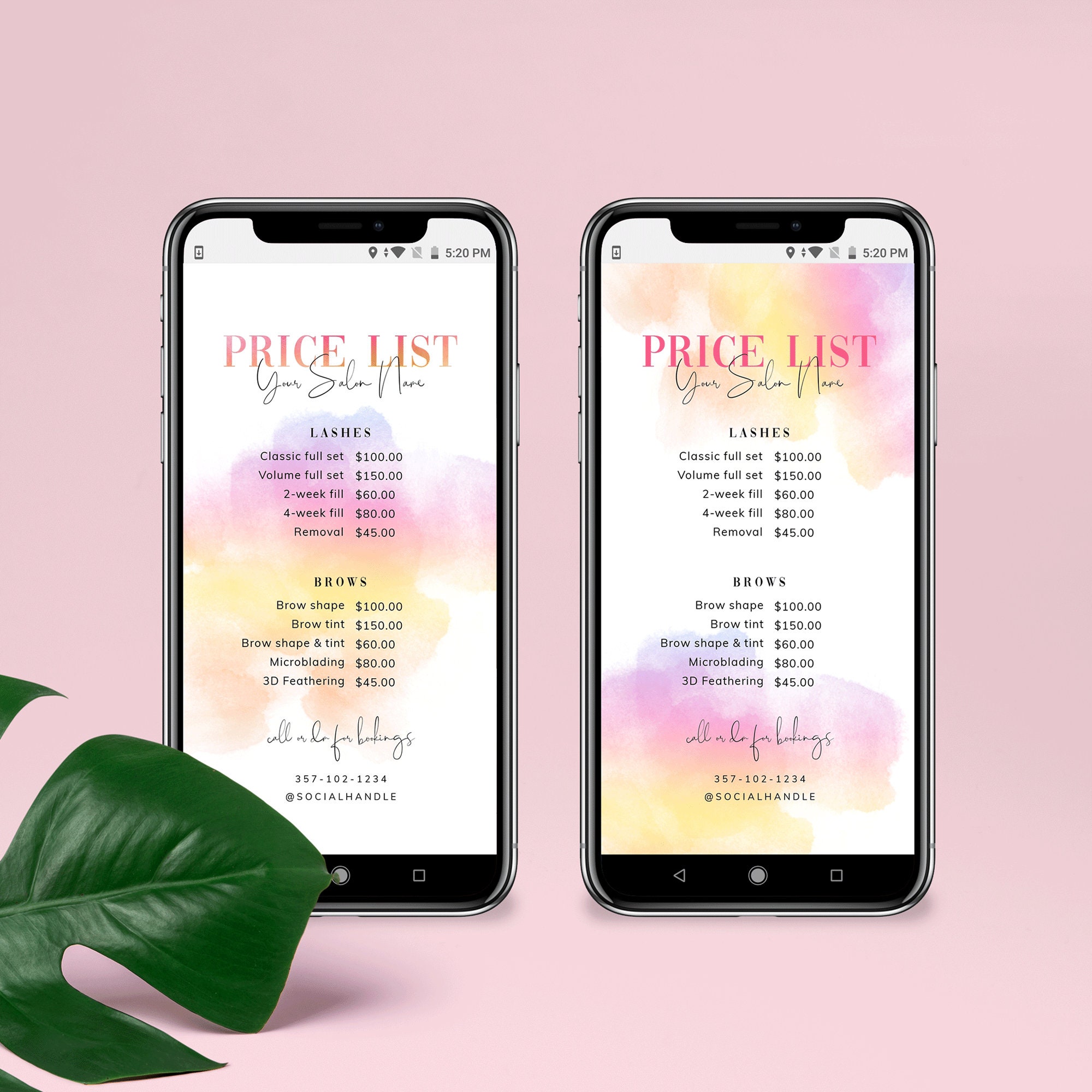 Editable Instagram Price List Template Social Media Price - Etsy Canada