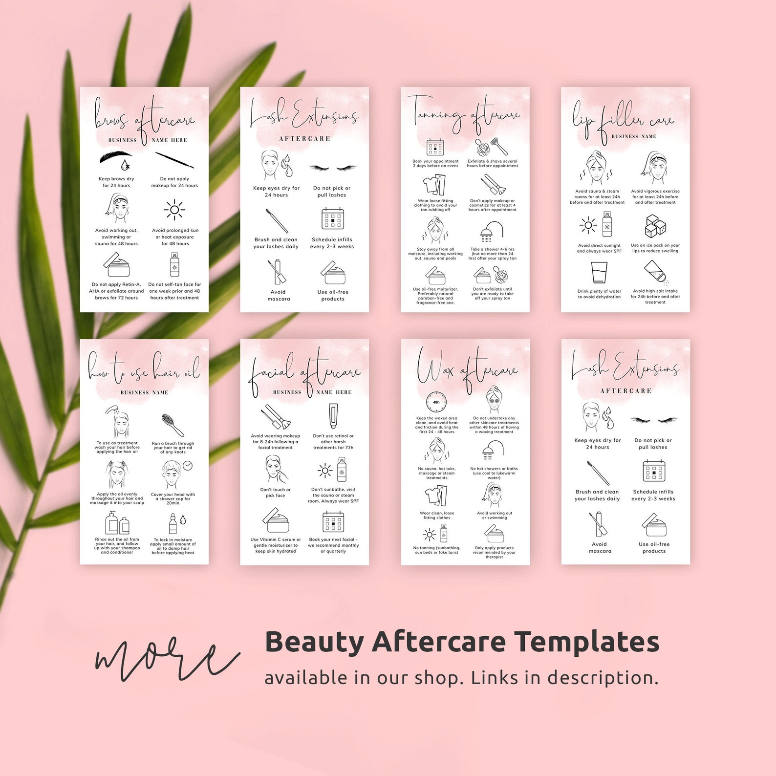 Acrylics Aftercare Card Template, Editable Nail Extensions Care Guide ...