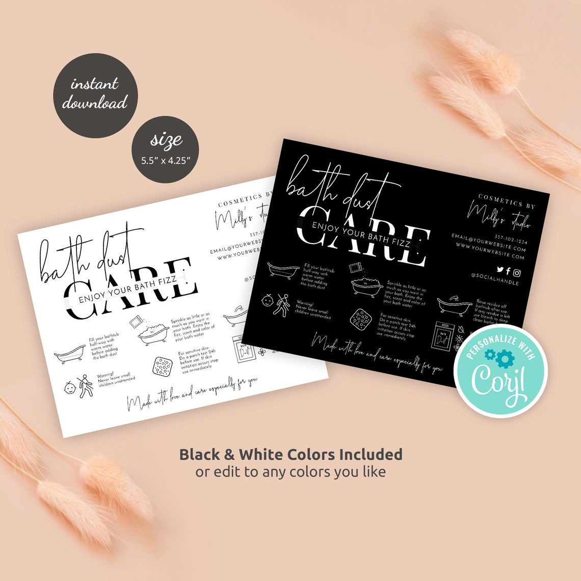 Bath Dust Care Guide Template Editable Bath Fizz Care Card | Etsy