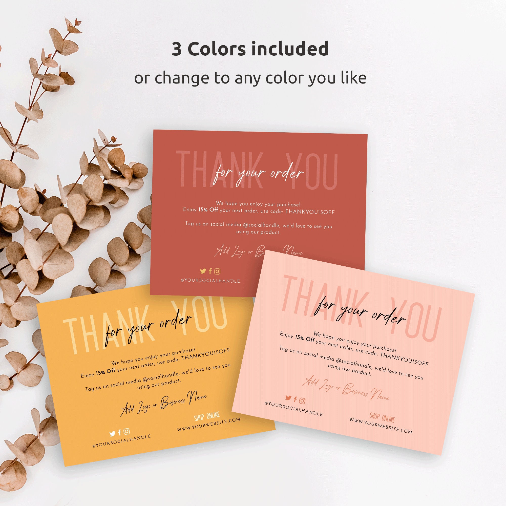 Editable Thank You for Order Card Design Business Thank You - Etsy Canada