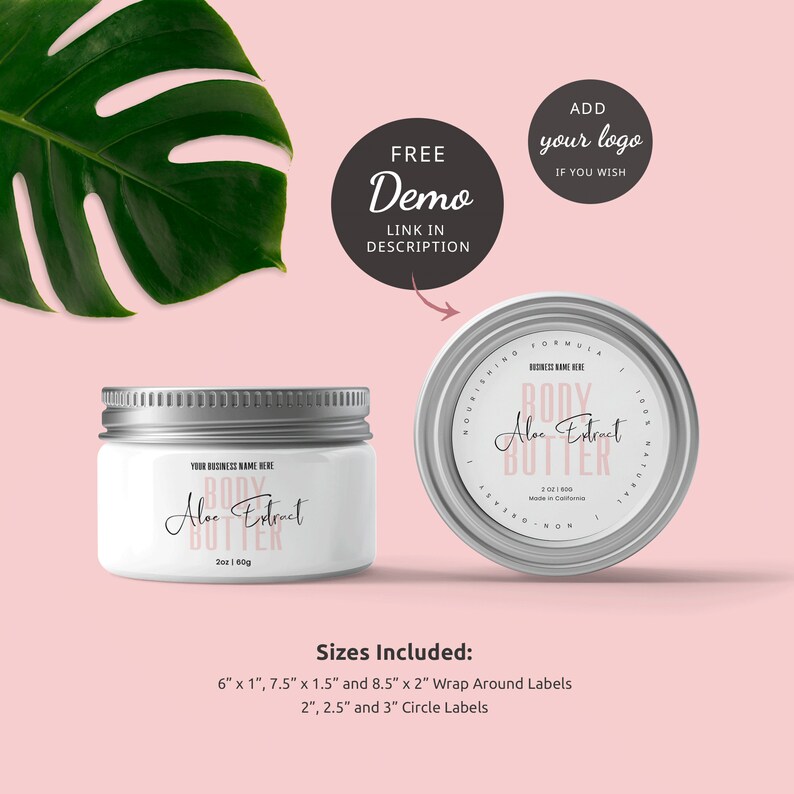 Editable Jar Label Template, Cosmetic Jar Wrap Around Labels, Feminine ...