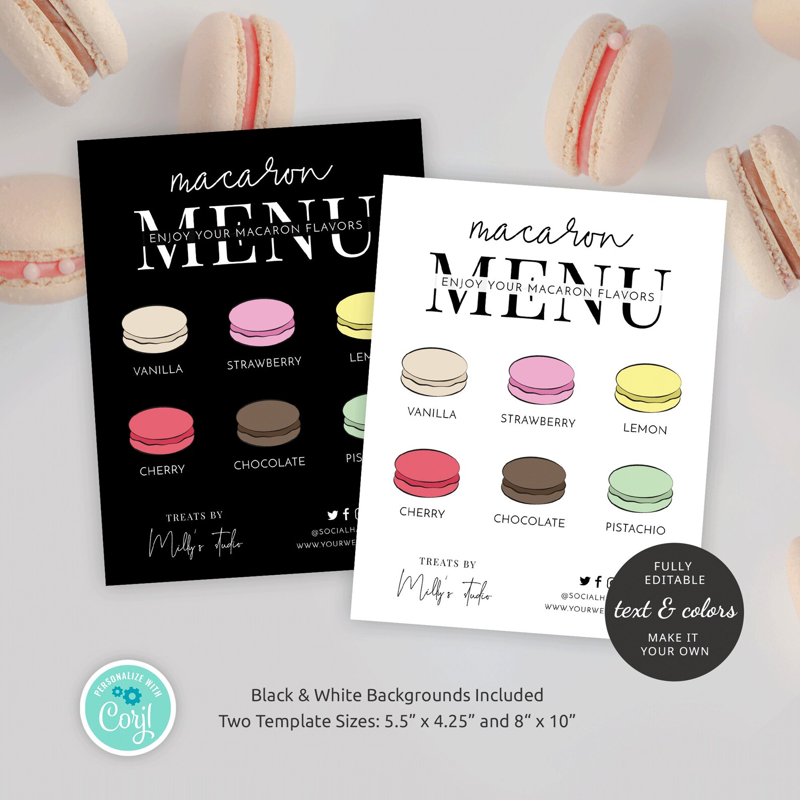 DIY Macarons Menu Template Minimalist Macarons Flavor List - Etsy