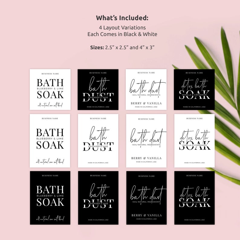 Pouch Label Templates Editable Bath Salts Label Design - Etsy