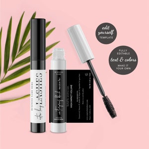 Editable Mascara Label Template, Minimalist Lip Gloss Tube Label, 10ml ...