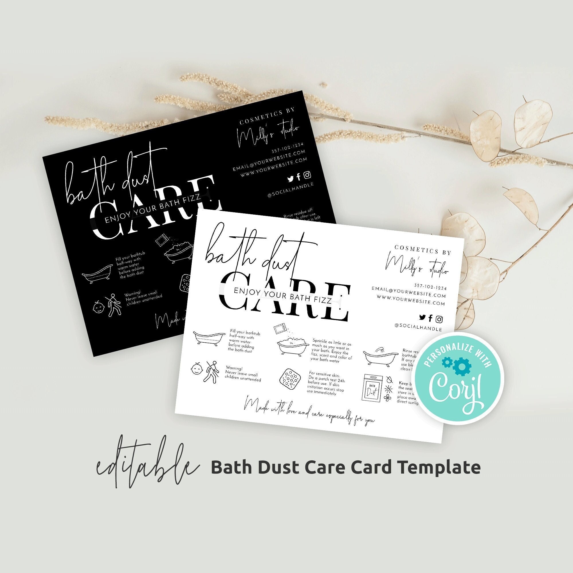 Bath Dust Care Guide Template Editable Bath Fizz Care Card | Etsy
