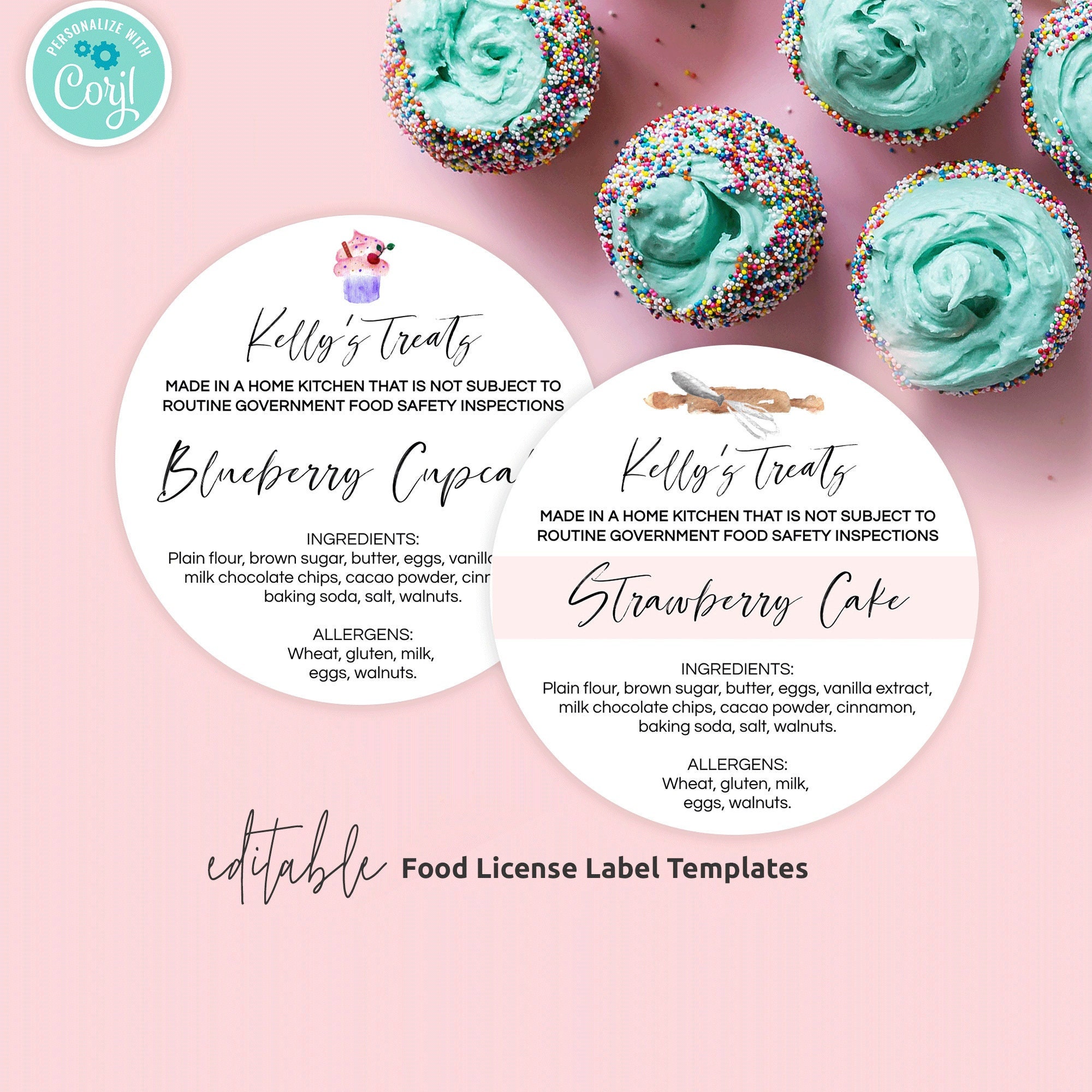 Made in Home Kitchen Labels Template DIY Cottage Law License - Etsy