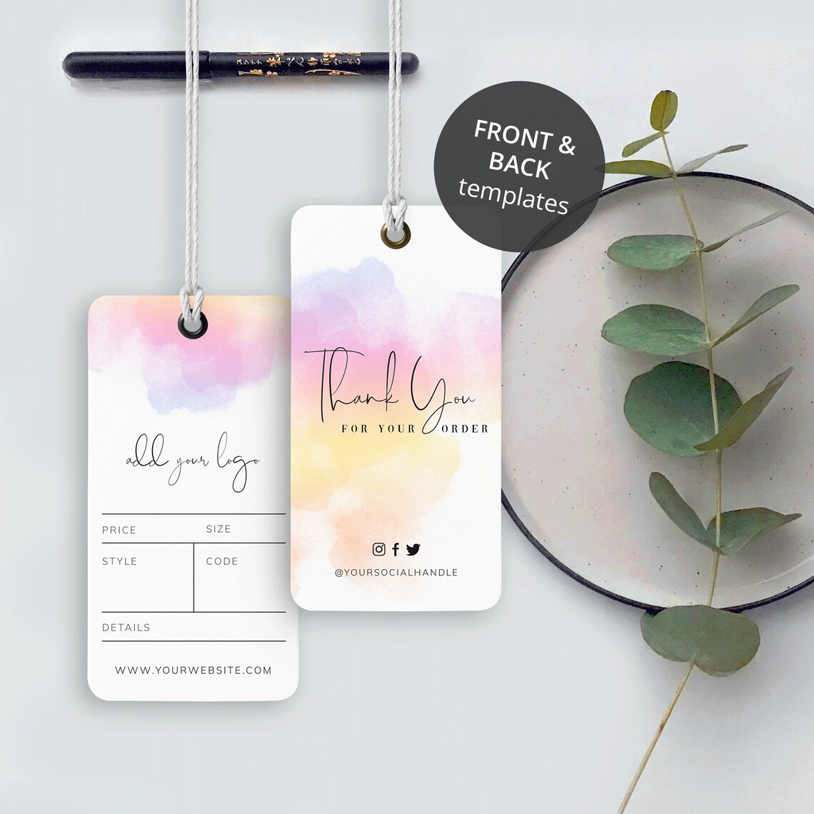 Editable Swing Tag Template Thank You for Your Order Tags - Etsy