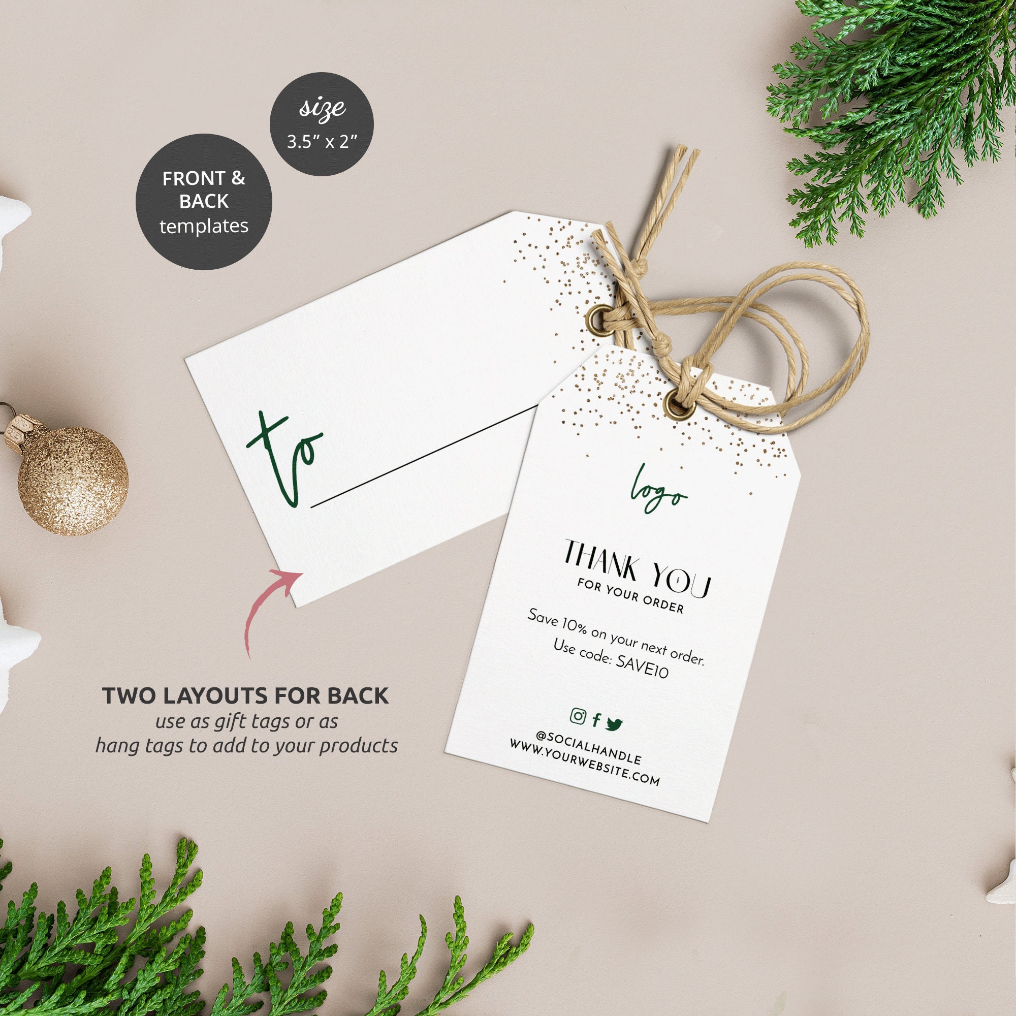 DIY Christmas Gift Tag Template Editable Holiday Hang Tag - Etsy