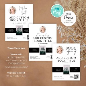 Book Signing Sign Template, Custom Book Launch Promo Poster, Minimalist ...