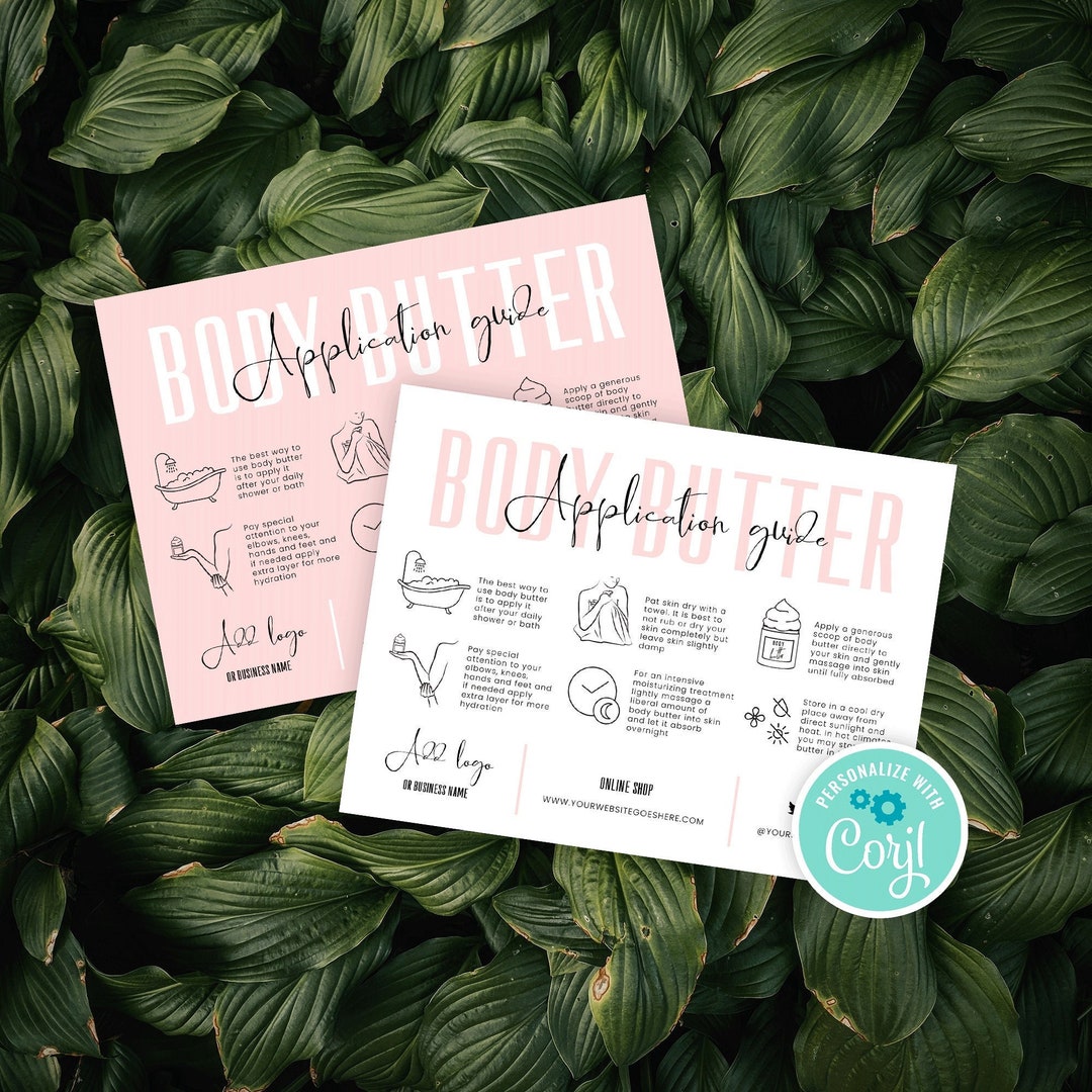 Editable Body Butter Care Card Template, Feminine Shea Butter ...