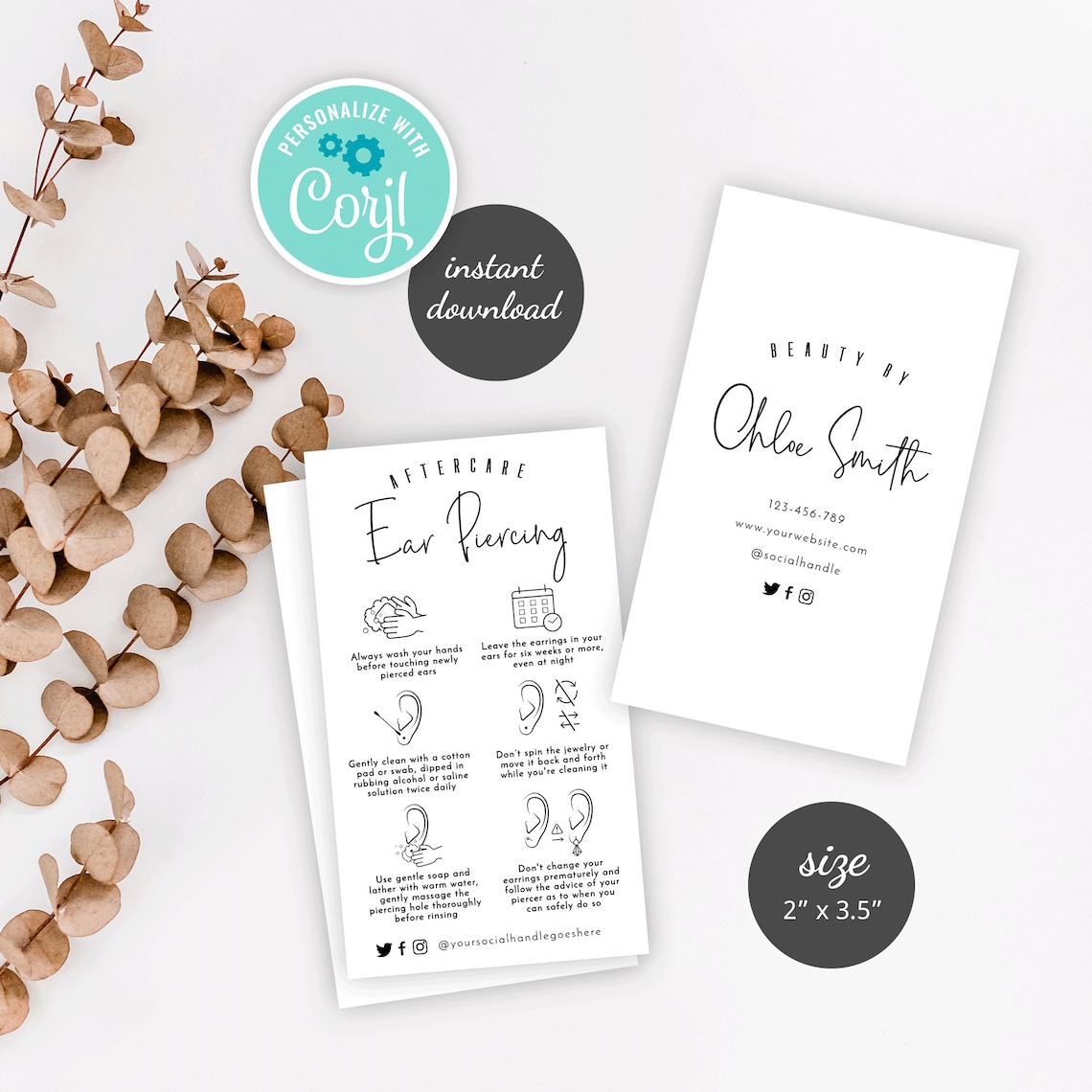 Ear Piercing Aftercare Template Editable Piercing Guide - Etsy