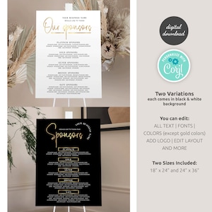 Event Sponsors Sign Template, Fundraiser Gala Donors List Sign Board ...
