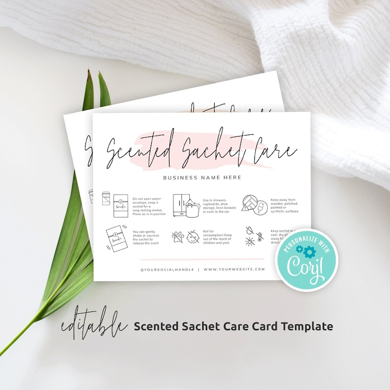 Scented Sachet Care Card Template Editable Perfume Sachet - Etsy